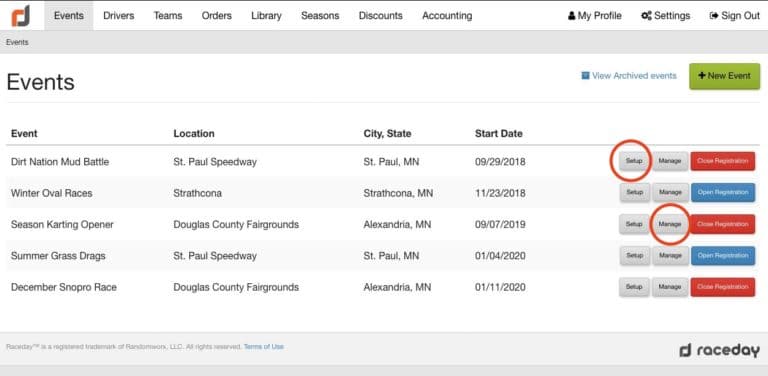 NEW! Race Setup/Race Management Dashboards - Raceday